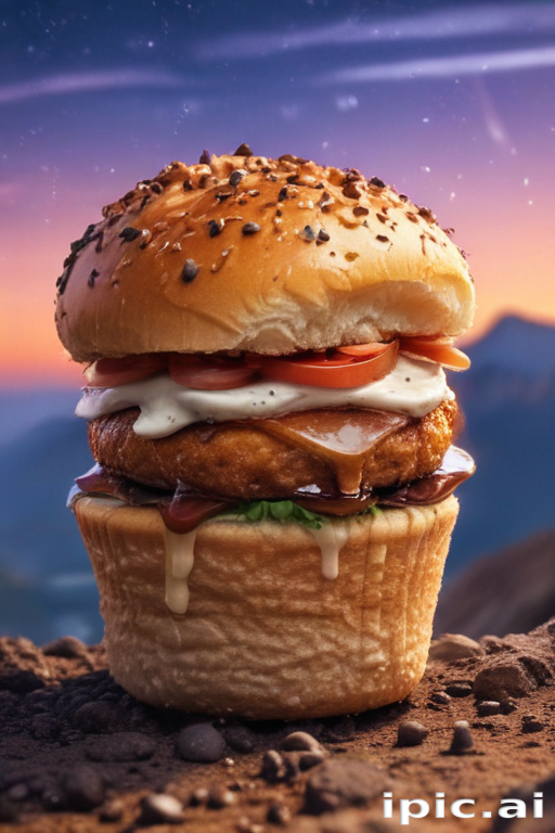 Deliciously Stacked Burger with Crispy Chicken, Fresh Vegetables, and ...
