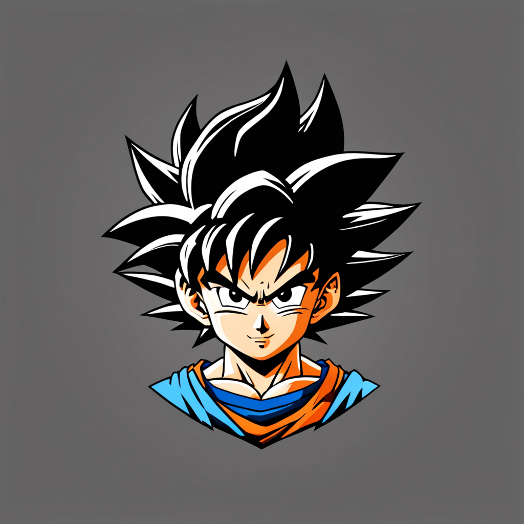 A son goku logo design anime 2D style