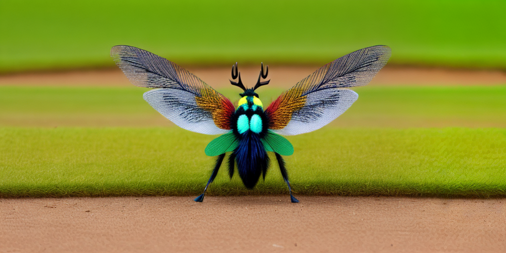 a winged deer with hornet colors and a stinger