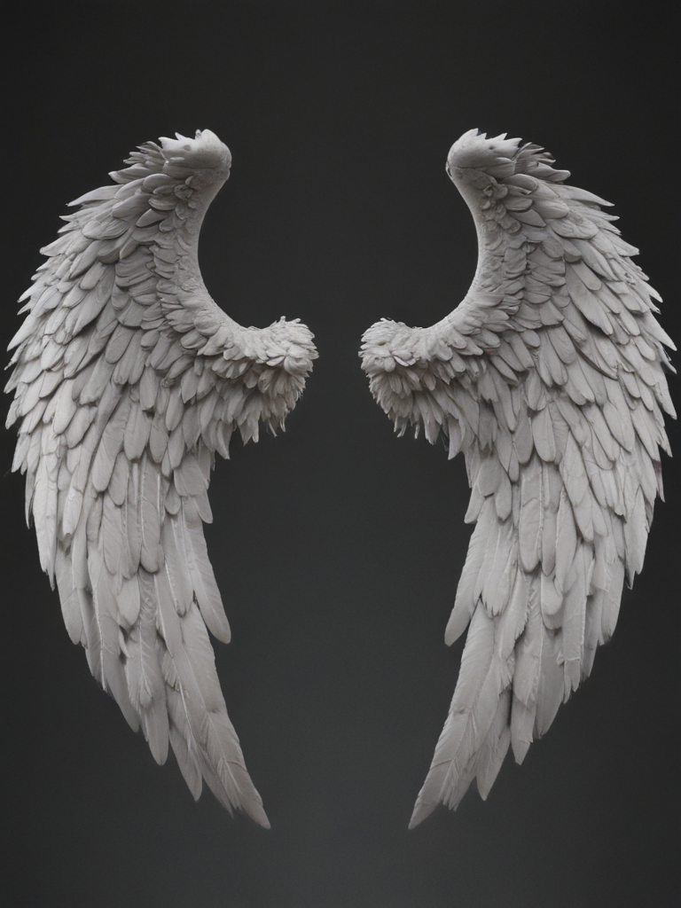 Majestic White Wings Displaying Intricate Feather Details Against a ...