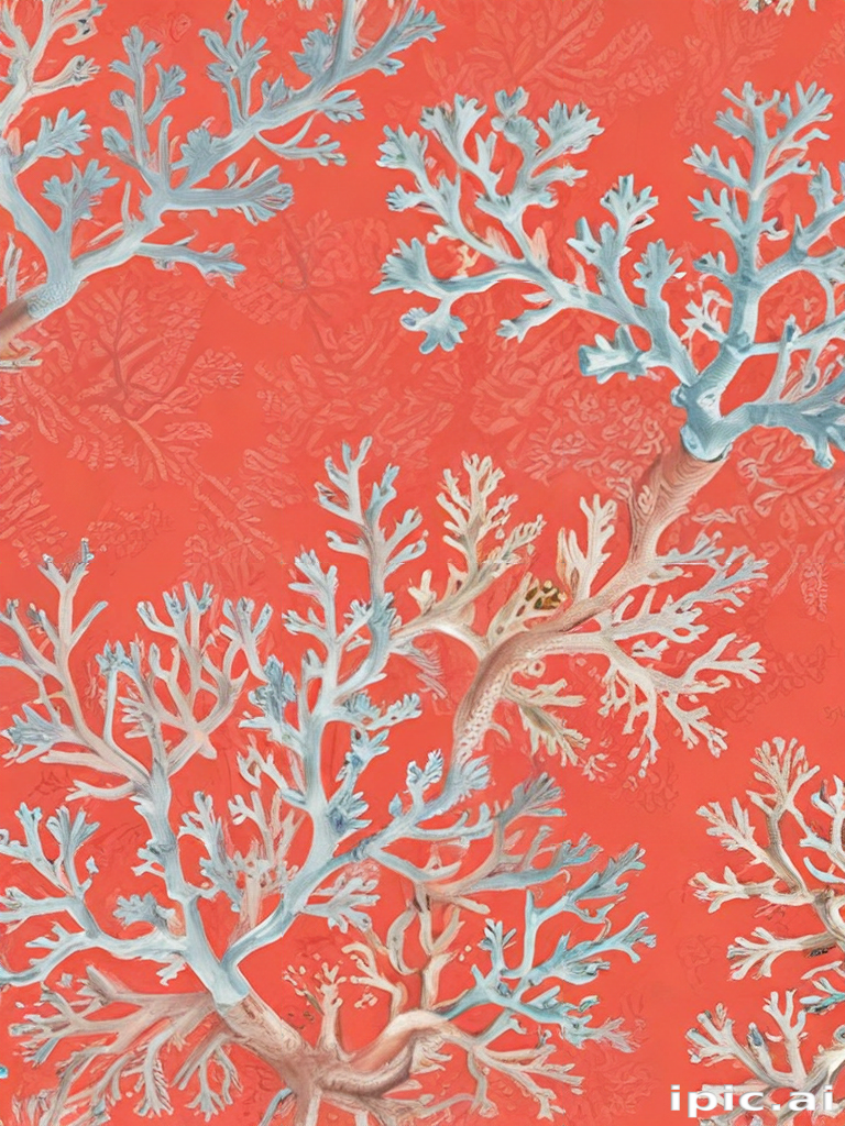 Vibrant Coral Patterns Against a Bold Coral Background in Nature's Design