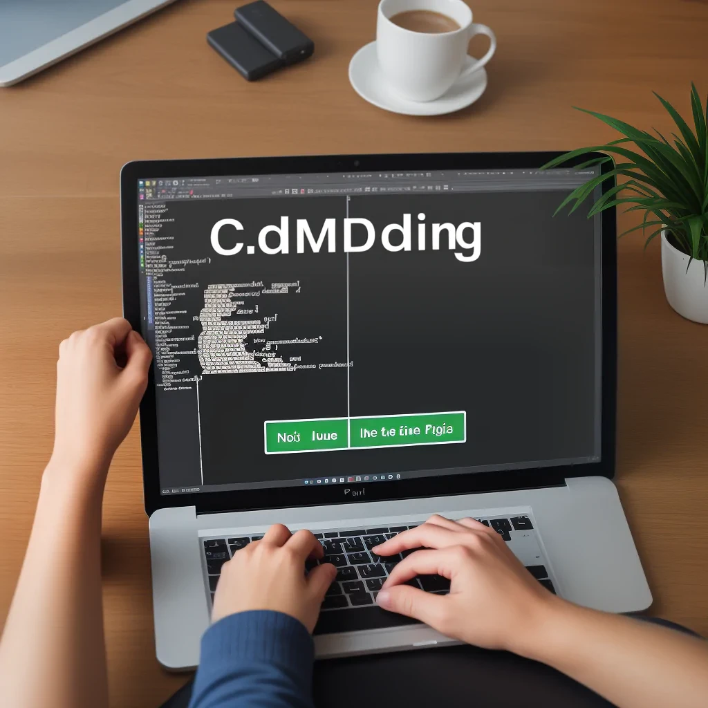 Person Engaged in Coding on Laptop with Coffee and Plant Nearby