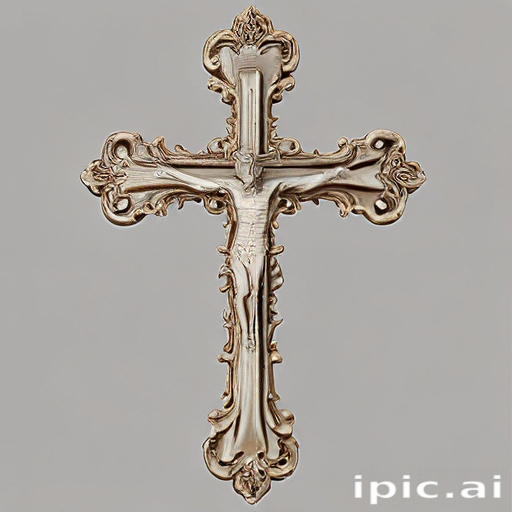 An Ornate Decorative Cross Featuring a Detailed Crucifixion Figure Design