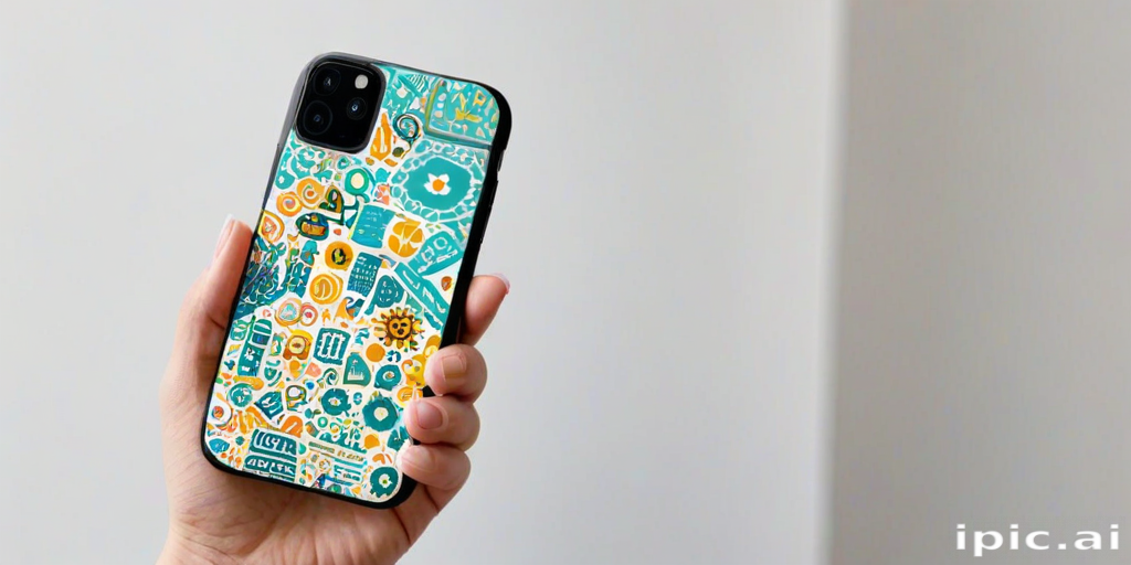 A Colorful and Artistic Phone Case Design with Unique Patterns and Symbols.