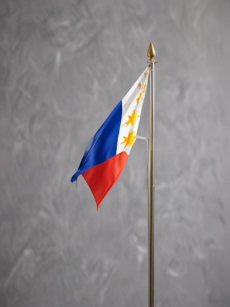 Combination of Russian and Philippine Flags on a Decorative Flagpole