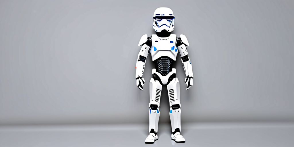 customer services humanoid standing with white background make it full body