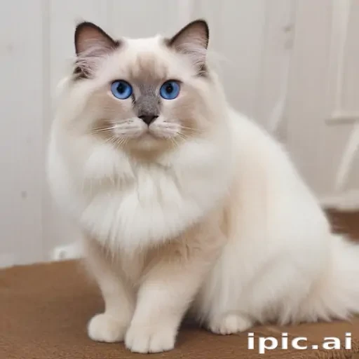 A Beautiful Ragdoll Cat with Striking Blue Eyes and Fluffy Fur.