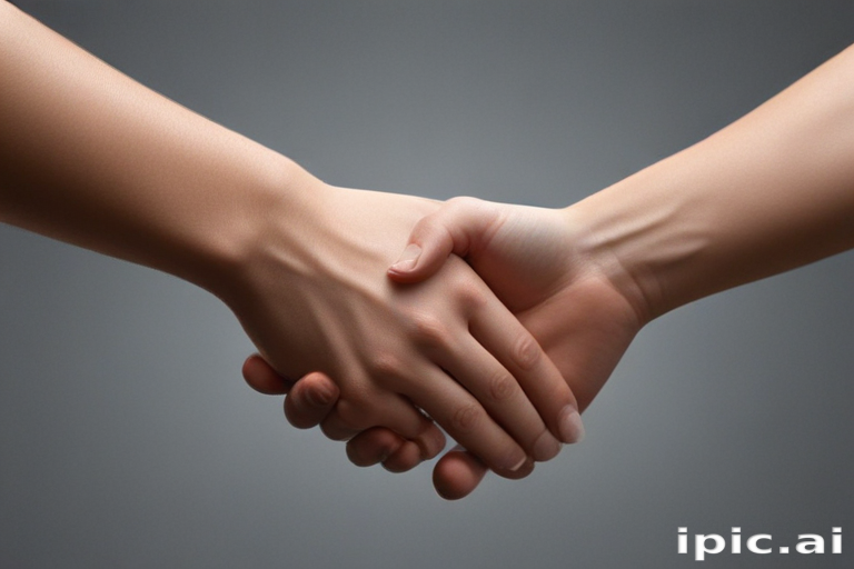 Two Hands Coming Together in Unity and Mutual Support Through Connection
