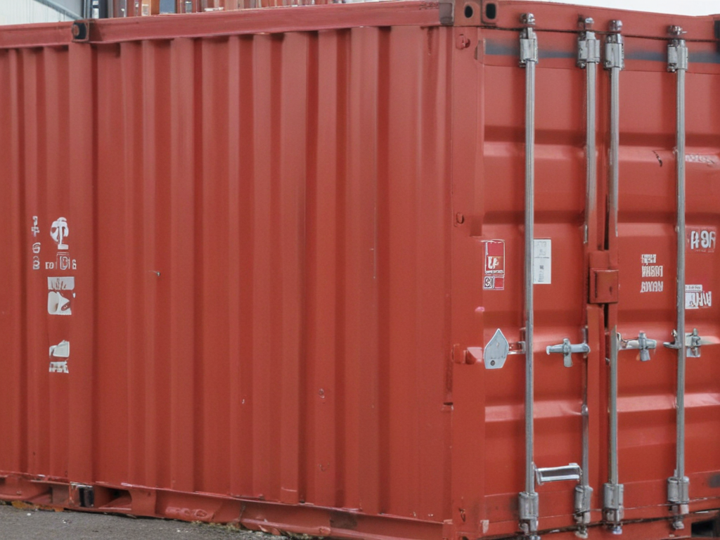 two red shipping containers ducttaped together