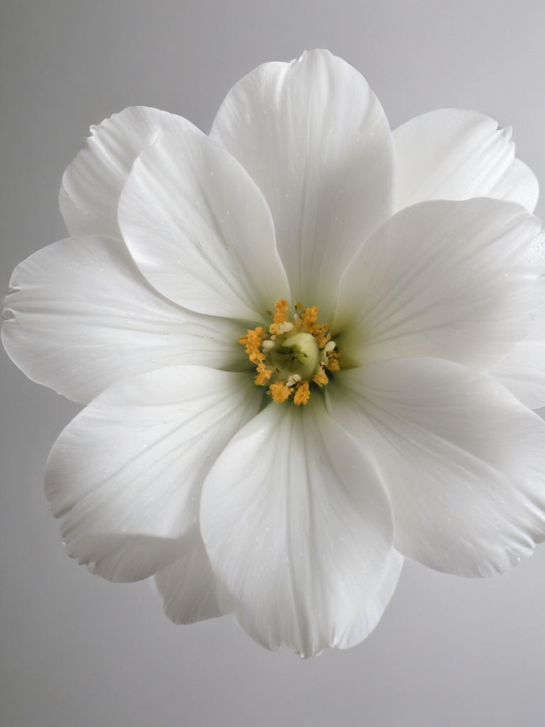 A Beautiful White Flower with Delicate Petals and Vibrant Yellow Center.