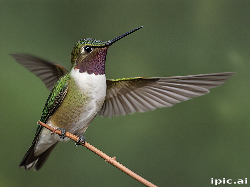 Beautiful Hummingbird Spreading Its Wings While Perched on a Branch
