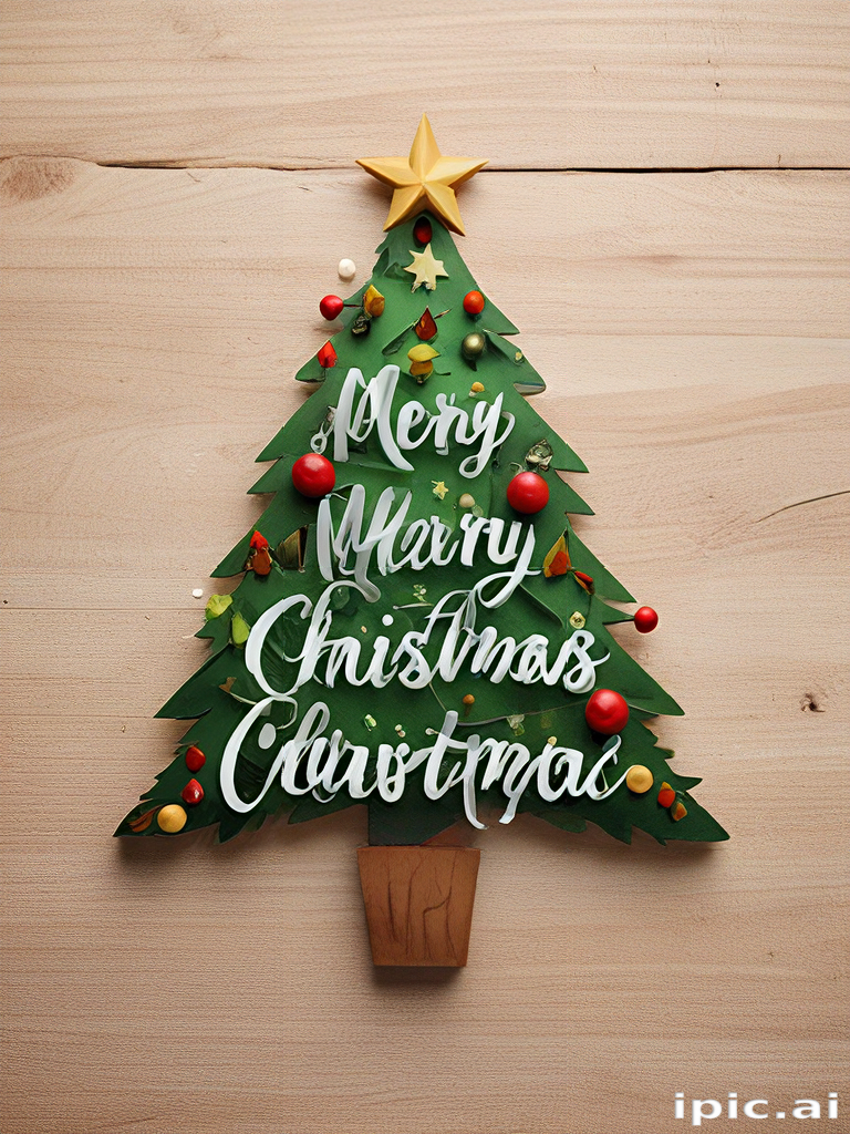 Festive Christmas Tree Decoration with Cheerful Merry Christmas Message