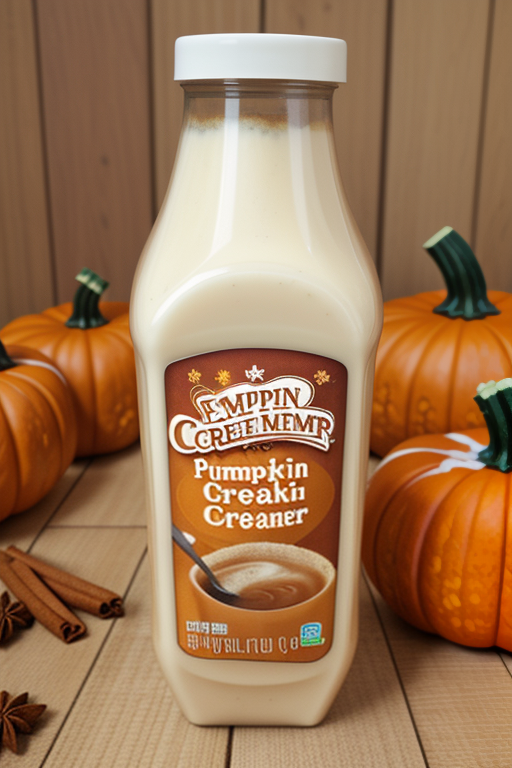 Delicious Pumpkin Creamer in a Bottle Surrounded by Autumn Pumpkins and ...