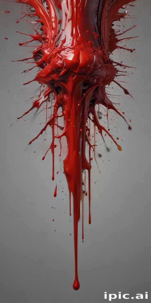 Dynamic Red Liquid Splatter Creating an Abstract Artistic Visual Display