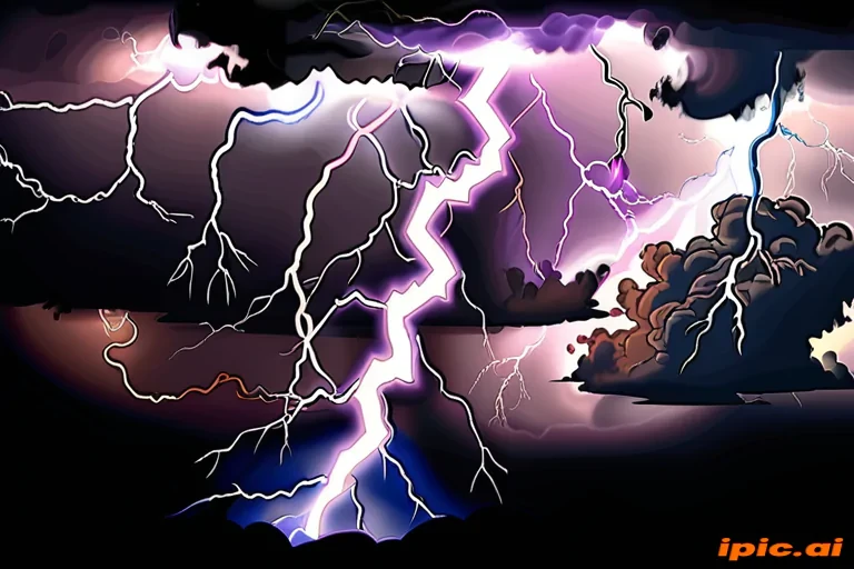 Dynamic Storm Scene Featuring Vibrant Lightning Strikes and Dark Clouds