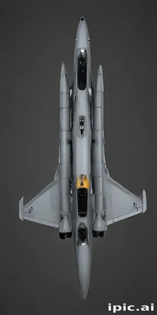 Top View of a Grey Fighter Jet with Dual Missiles Attached