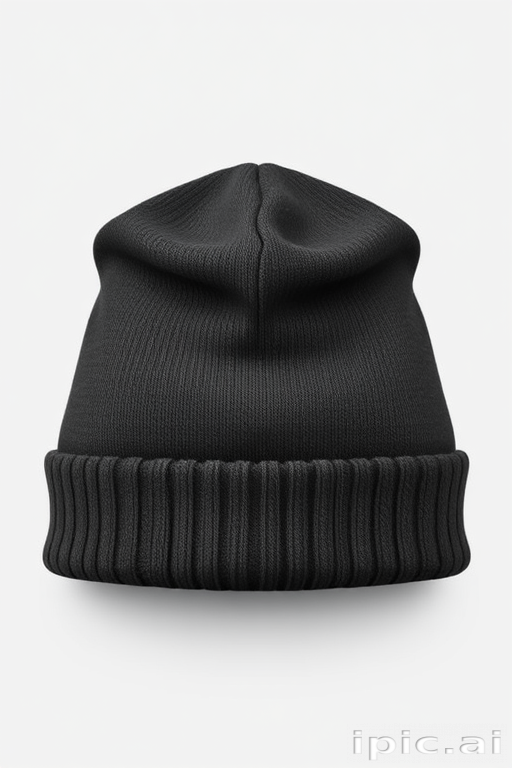 Classic Black Knit Beanie Hat Perfect for Cold Weather Fashion Statement.
