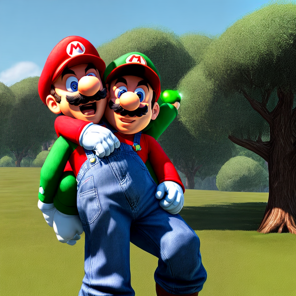 CJ holds mario at shootgun point