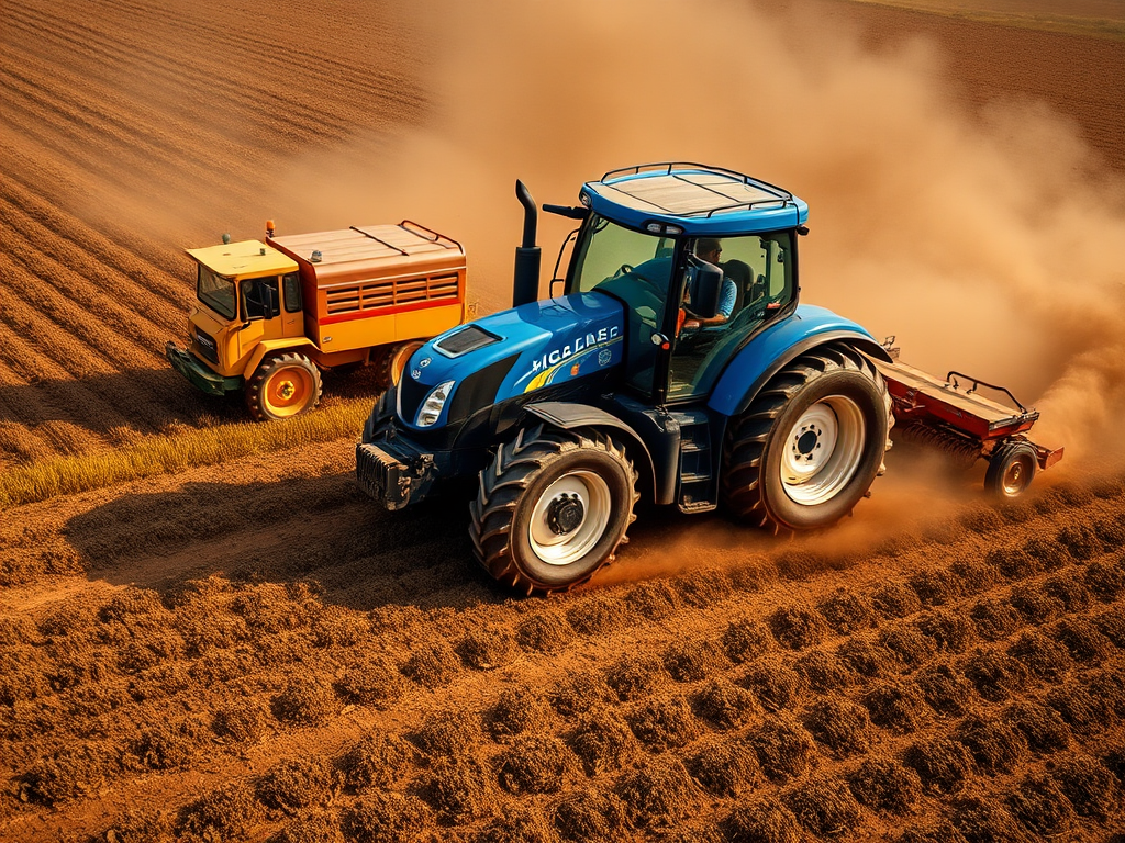 Tractors Working Together to Prepare Fields for Upcoming Planting Season