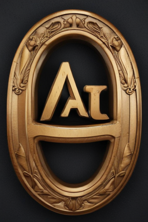 Elegant Golden Emblem Featuring the Letter A Surrounded by Floral Designs