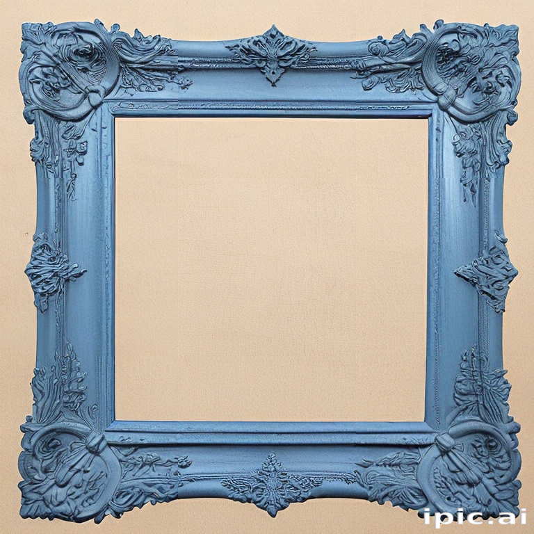 Elegant Blue Frame with Intricate Designs Perfect for Displaying Artworks