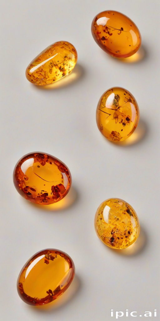 Beautifully Polished Amber Stones Showcasing Natural Inclusions and ...