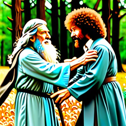 gandalf and bob ross fighting each other