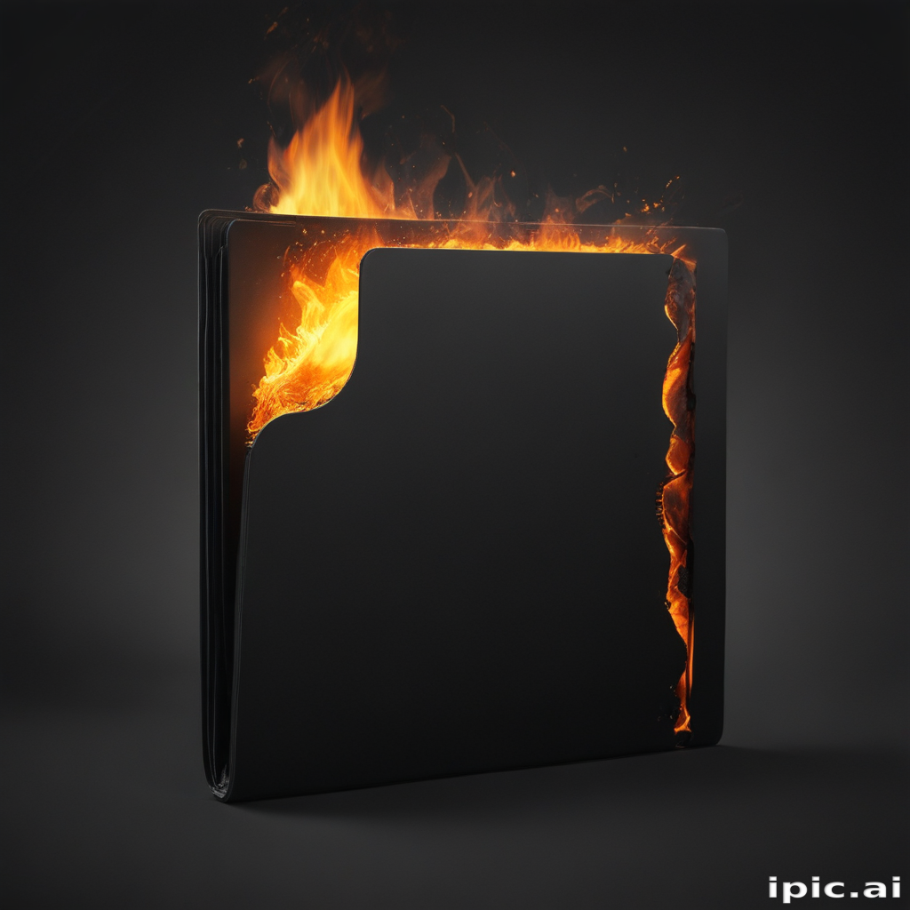Burning Folder: A Symbol of Lost Documents and Destruction of Data
