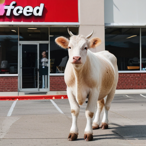 Chik-fil-a cow walking into a Kentucky Fried Chicken restaurant