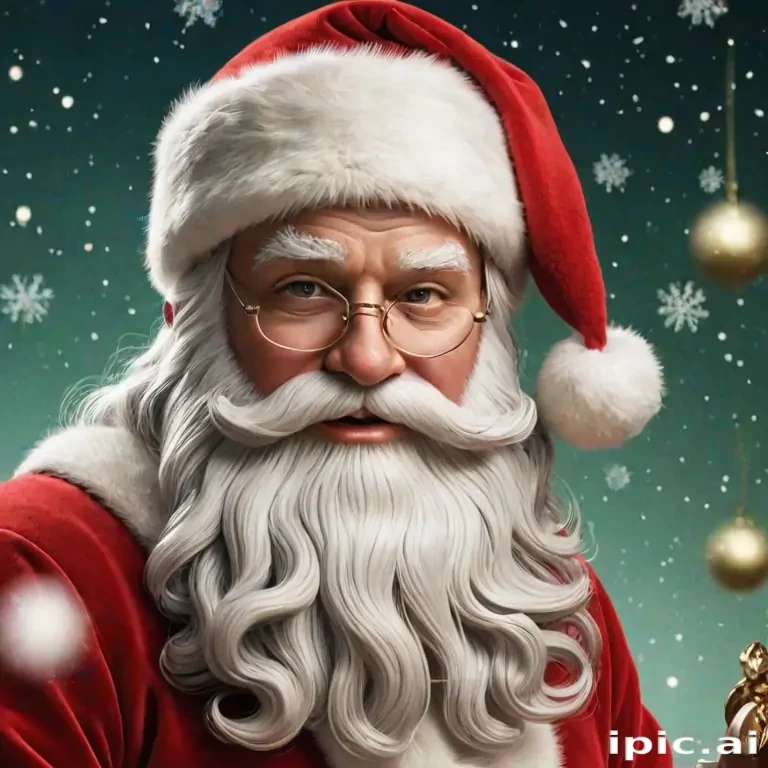 Jolly Santa Claus with a White Beard and Red Hat Smiling Cheerfully