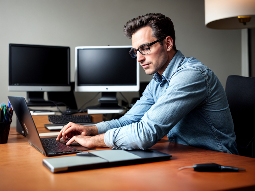 A man working on computer