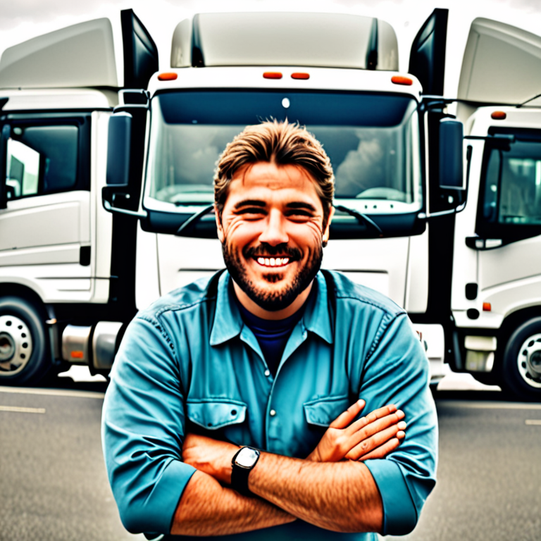 happy truck driver