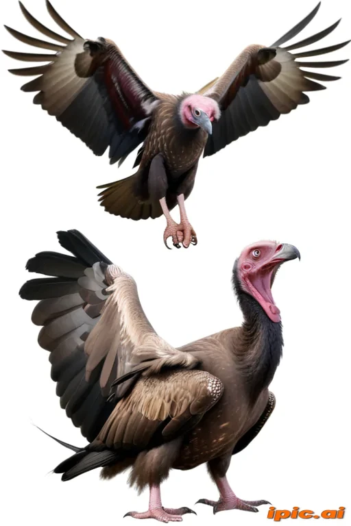 Majestic Vultures Displaying Their Wings and Unique Features in Flight
