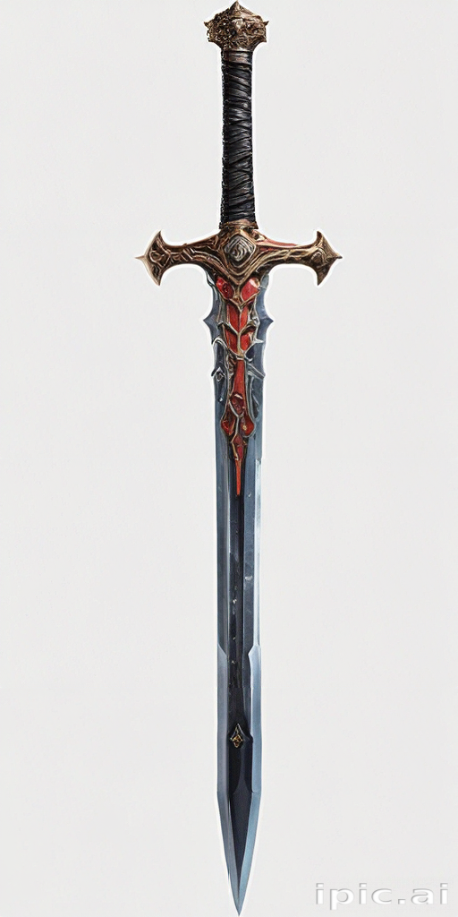Intricately Designed Fantasy Sword with Ornate Hilt and Glimmering Blade