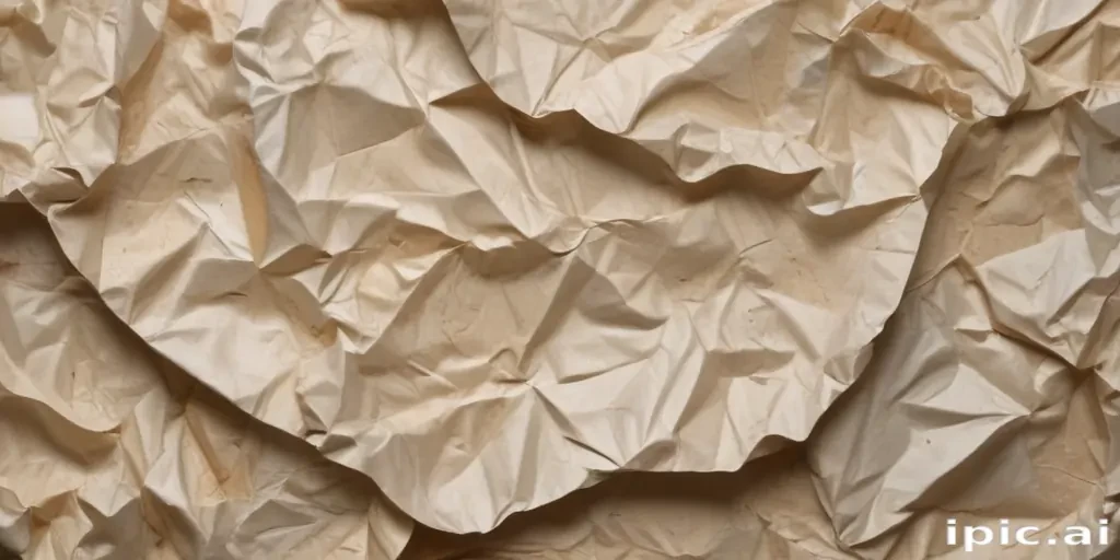 Textured Close-Up of Crumpled Brown Paper with Intricate Creases and Folds