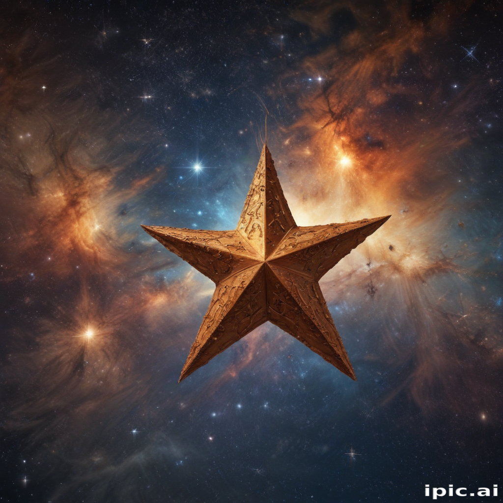 A Majestic Golden Star Illuminating the Vastness of Cosmic Space