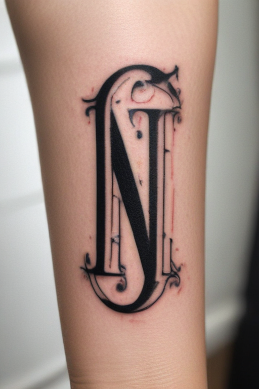 A tattoo with the letters LNX vertically