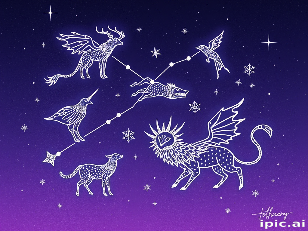 Celestial Creatures: A Whimsical Constellation of Mythical Animals in ...