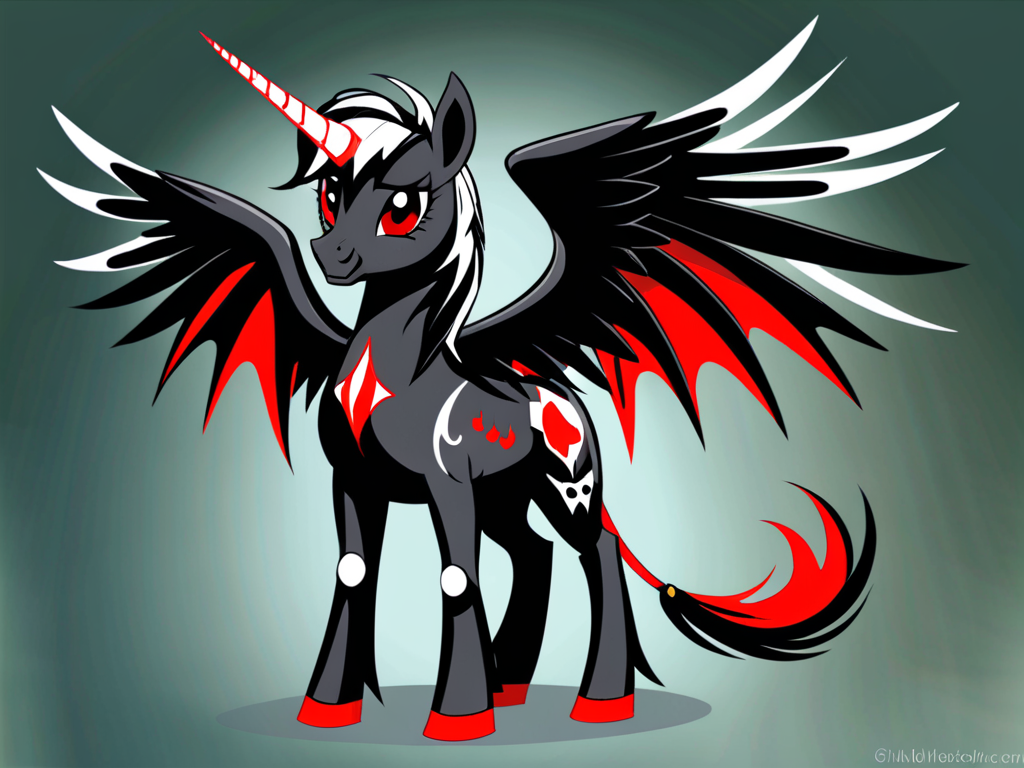mlp pony necromancer dark alicorn with white markings on face red eyes ...
