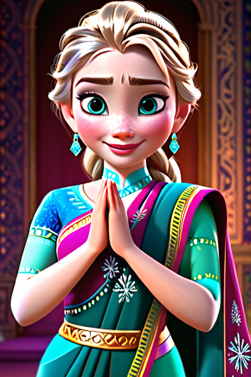 Elsa and Anna hugs together in saree indian smile frozen disney smile ...