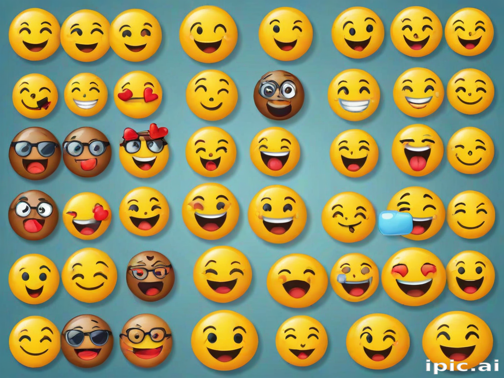 A Colorful Array of Diverse and Expressive Emoji Faces Celebrating Joy ...