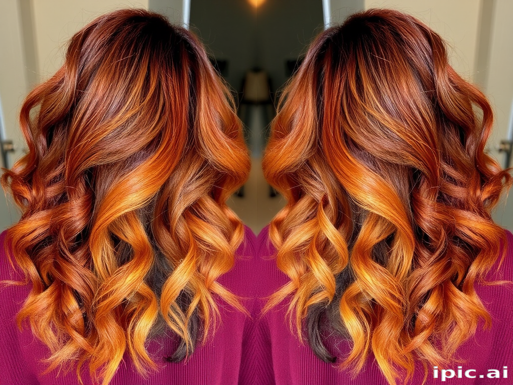 Stunningly Vibrant Red and Orange Curls Cascading Down Both Sides.
