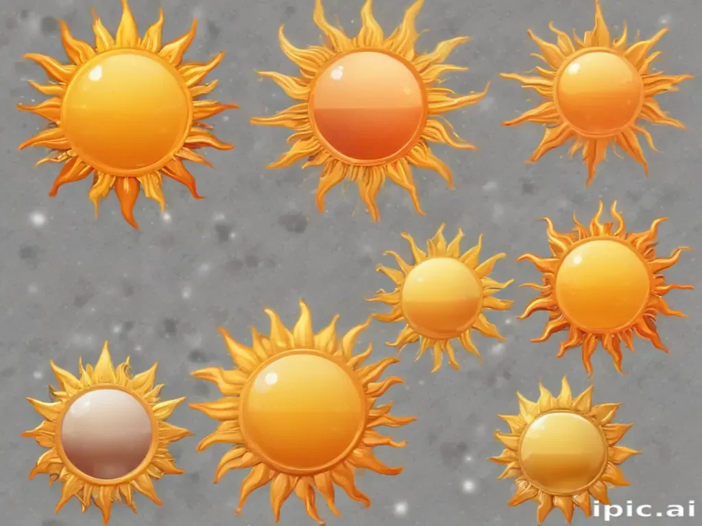 A Collection of Bright, Cheerful Sun Illustrations in Various Sizes and ...
