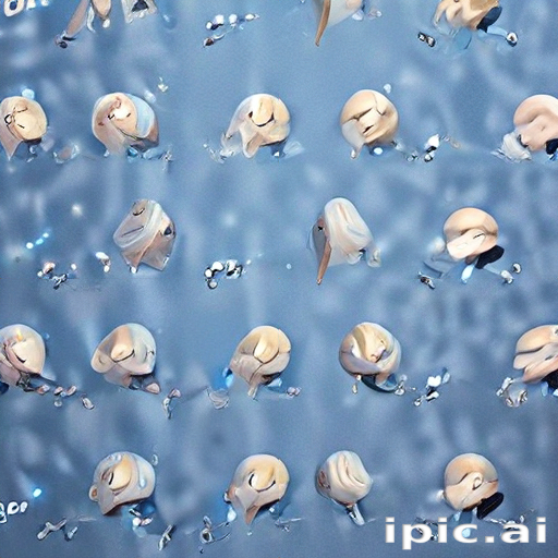 Abstract Composition of Floating Figures Against a Textured Blue Background