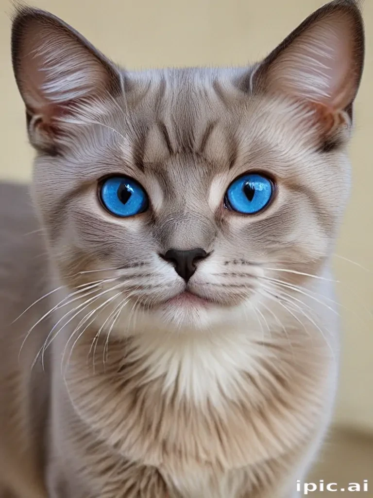 A Beautiful Cat with Striking Blue Eyes and Soft, Fluffy Fur.
