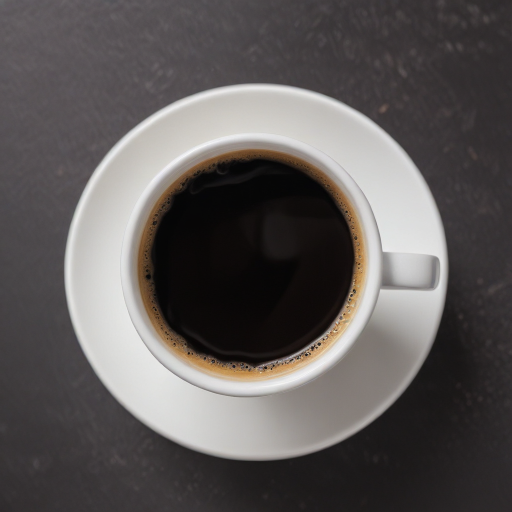 Top view of a coffee cup with black coffee