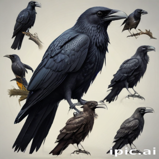 A Collection of Majestic Ravens Displaying Their Unique Features and Poses