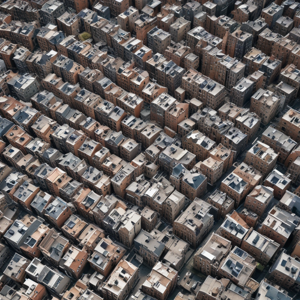 arial crumbling city buildings