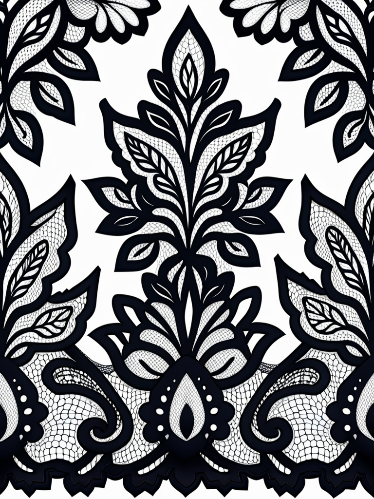 Elegant Black Lace Design Featuring Intricate Floral Patterns and Details