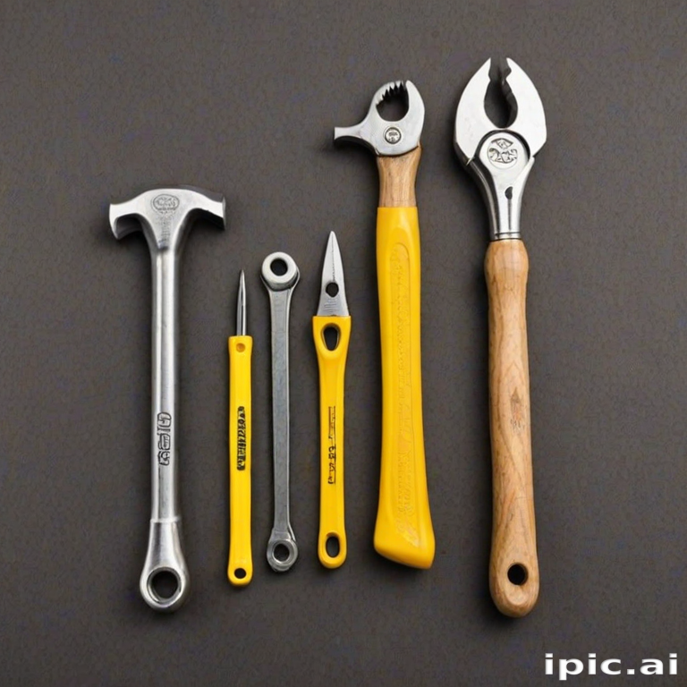 Essential Hand Tools for DIY Projects and Home Repairs in Yellow and Silver